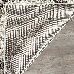 SAFAVIEH Hudson Shag Collection Area Rug - 8' x 10', Ivory & Beige, Modern Trellis Design, Non-Shedding & Easy Care, 2-inch Thick Ideal for High Traffic Areas in Living Room, Bedroom (SGH281D)