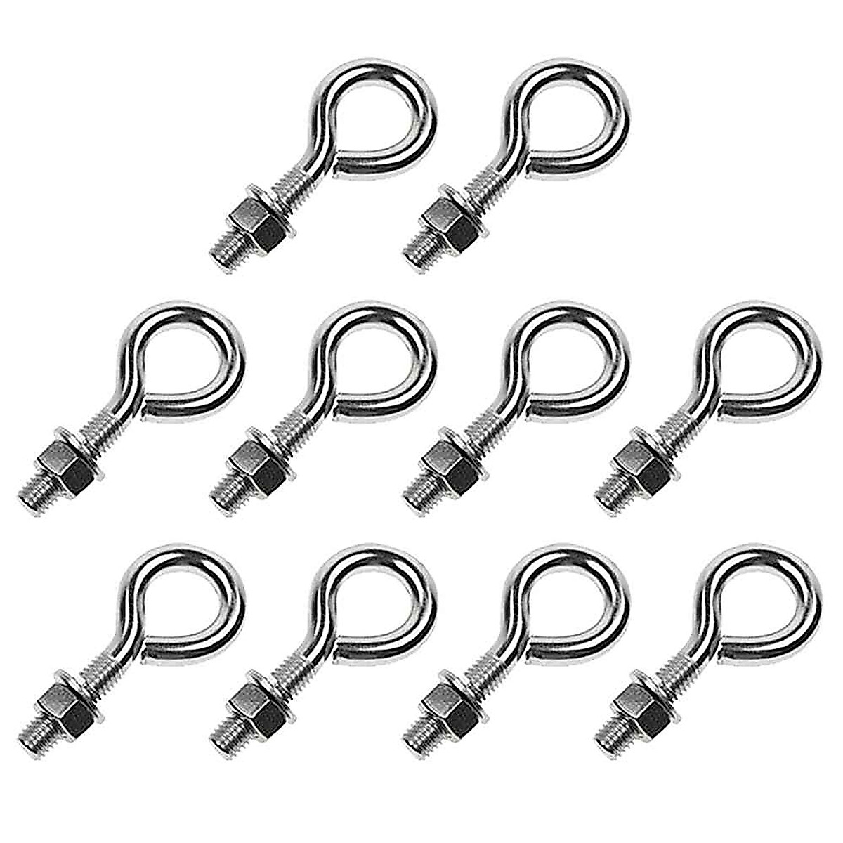 US Cargo Control 1/4" x 3" Stainless Steel Type 316 Non-Welded Eye Bolt - 10 Pack
