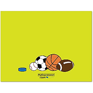 MyExpression.com 20 Sports Theme Kids Fill-in Birthday Thank You Cards - Green