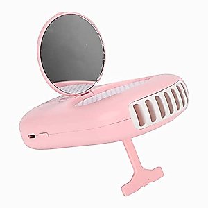FILFEEL Eyelash Fan for Lash Extensions Small Portable Fan Mini USB Fan Rechargeable Air Conditioning Cooling Fan Eyelashes Extension Glue Dry Blower with Mirror(Pink)