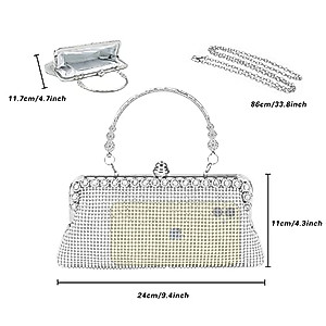 Silver Clutch Purse Rhinestone Clutch Evening Formal Crystal Bag Wedding Purse Party Bridal Handbags for Women (silver)