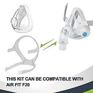 Replacement Full Face Cushion with Headgear for F20 - Extra Soft Cushion and Strap with Quick-Disconnect Clips Supplies for Better Using Experience