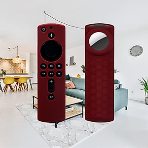 Case for Amazon Fire TV Remote with AirTag Holder | Fire TV Stick Remote Holder with Air Tag | Deluxe Silicone Fire TV Remote Protection | Amazon Remote Anti-Loss System (Red)