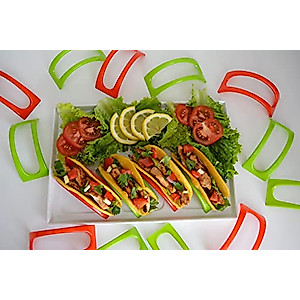 Taco Holders Set Of 24 || 24 pcs Taco Shell Stand || 12 pcs Red Color and 12 pcs Green Color Taco Stands || BPA Free || Disposable Taco Holders Set Dishwasher and Microwave Safe