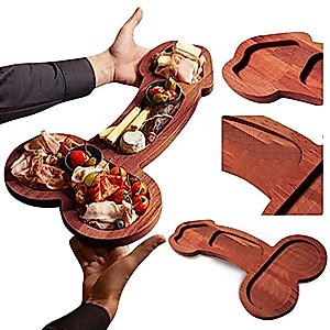 Aperitif Board, Unique Charcuterie Boards Personalized Solid Wood Cheese Board Funny Large Novelty Cutlery Kitchen Wine Meat Platter 𝐏𝐞𝐧𝐢š Shape Handmade Gifts for Housewarming Bachelor Party