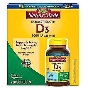 Nature Made Vitamin D-3 5000IU 220 Count Softgels