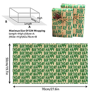 WDNUKEE Happy Birthday Wrapping Paper for Kids Girls Women Adults Boys Men,7 Sheets Classic Vintage Cowhide Birthday Gift Wrapping Paper,Birthday Wrapping Paper Folded Flat 20x28 inches each