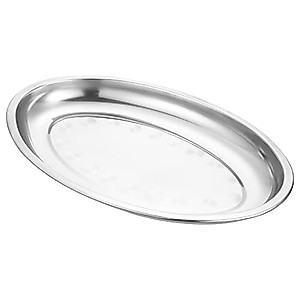 UPKOCH Stainless Steel Tray Stainless Steel Oval grilling platter serving platter serving platter Platter Oval Steaming Serving Platter