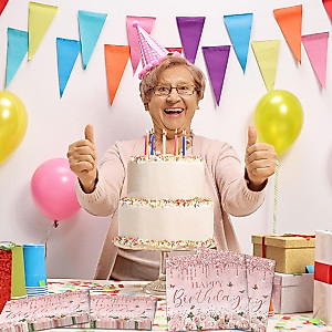 Pink Rose Gold Birthday Party Supplies - 40Pcs Birthday Napkins Disposable Rose Gold Foil Paper Napkins Rose Gold Theme Birthday Party Decoration for Girls 50th 60th Women Birthday Party