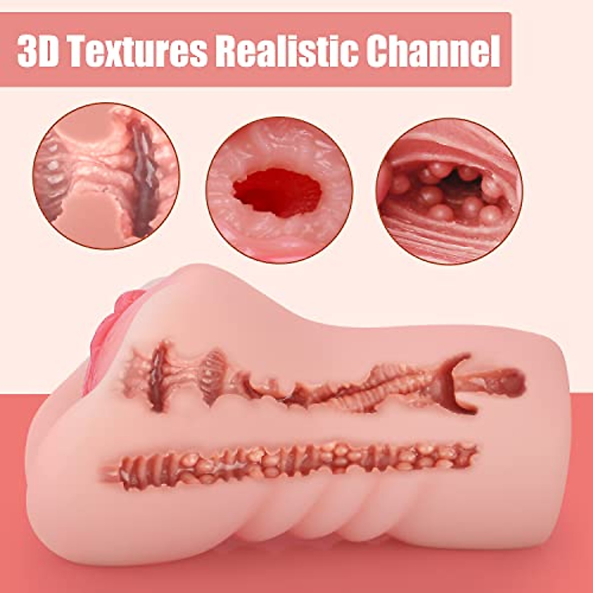 ENVONI Male Masturbators Adult Sex Toys with 3D Realistic Textured Pocket Pussy and Tight Anus Sex Blowjob Stroker,Penis Training Masturbator Anal Play Doll for Men (Flesh)