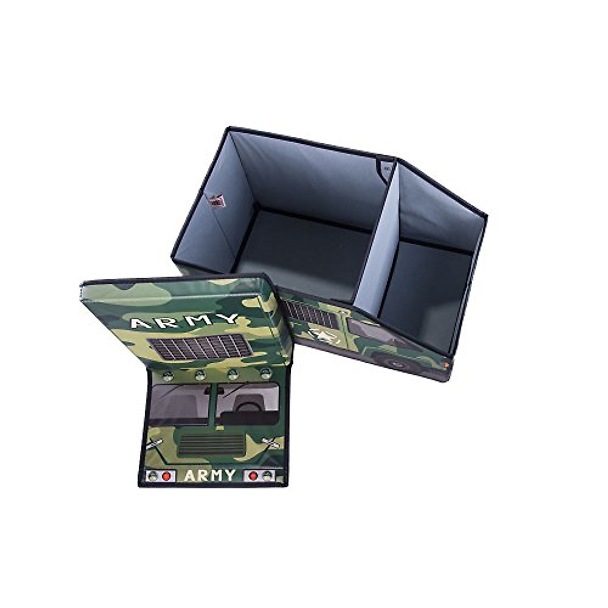 Clever Creations Kids Collapsible Storage Organizer and Ottoman, Perfect Vehicle Themed Toy Chest for Storing Books, Shoes, Games and More, Camo Truck