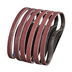 POTUINOM 36 Pack Sanding Belts 1/2X18 Inches(13X457mm)- 6 Each of 40/60/80/120/180/240 Grits Aluminum Oxide Sanding Belt, Best Suitable for Wood Sanding and Levelling