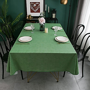 Pioggia Vinyl Tablecloth with Flannel Backing Rectangle Waterproof Oil-Proof Plastic Table Cloth Wipeable PVC Table Cover for Indoor and Outdoor (Dark Green, 60 x 84 Inch)