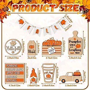 Umigy 14 Pcs Thanksgiving Tiered Tray Decorations Set Fall Pumpkin Farmhouse Table Decor Autumn Gnome Truck Wooden Sign Hello Fall Rustic Table Centerpieces Harvest Wood Blocks Signs for Home Decor