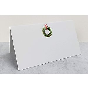 Nancy Nikko Place Cards with Christmas Wreath for Weddings, Showers, Dinners, Parties and Special Events Table Tent Style, Scored for easy folding. Pkgs of 12/25 / 50 (25)