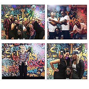 5x6.5ft Graffiti Backdrop 90s Hip Hop Letters Photo Colorful Brick Wall Mural Art Decoration Letterings Photography Background Studio Props KP-129