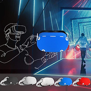 Vakdon VR Shell Protective Cover Compatible for Oculus/Meta Quest 2 Front Face Protector Cover Anti Scratch Anti Dust Anti Shock, Soft and Washable (Blue)