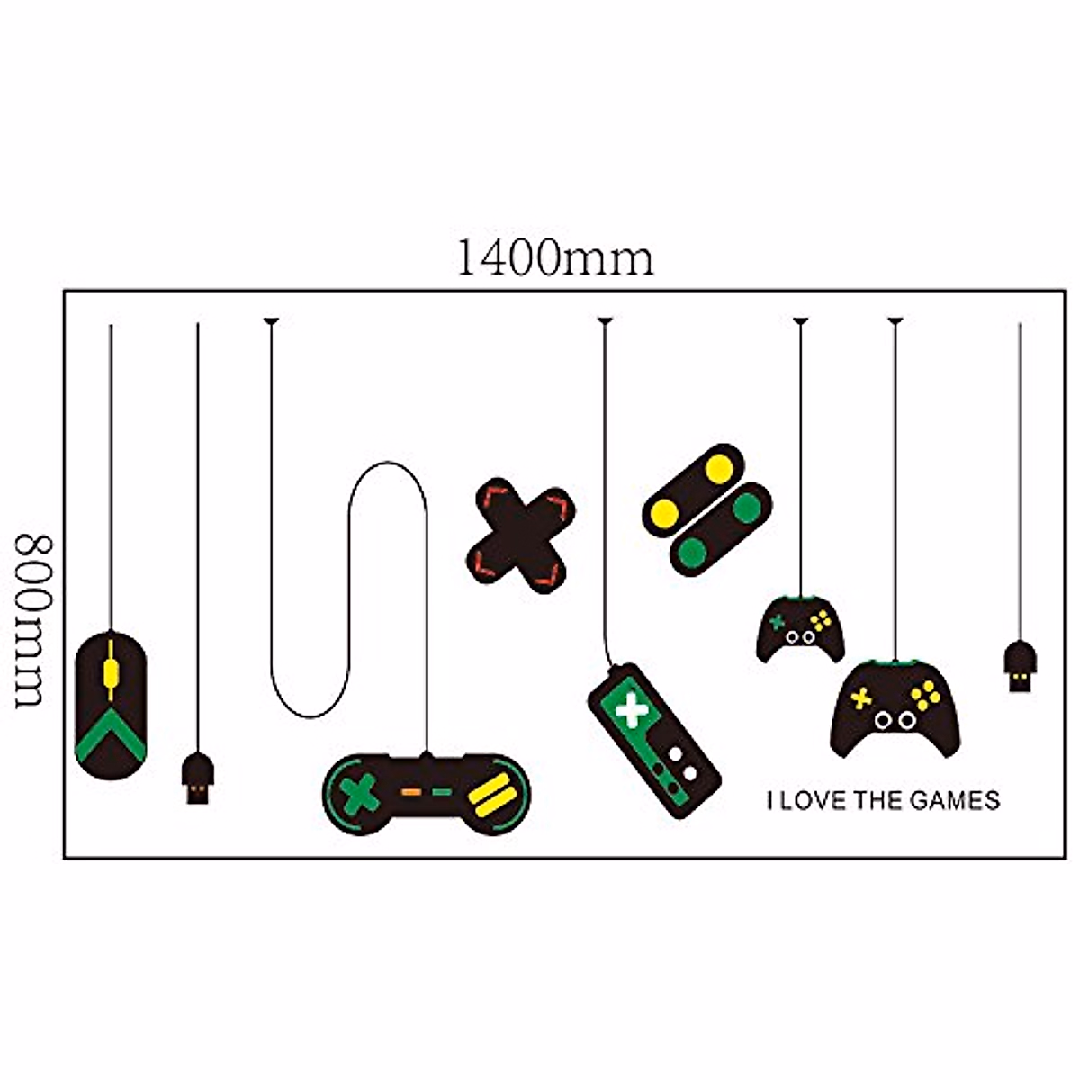 Amaonm Removable Creative Game Controllers Vinyl Wall Decal Peel & Stick Art Decor Games Wall Stickers for Kids Children Boy Bedroom Playroom Nursery Walls Background Decoration (31"h x 55"w)