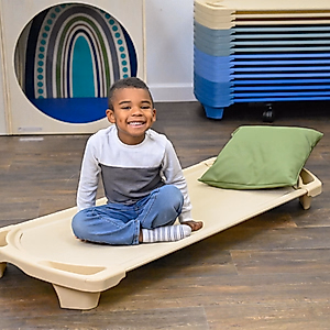 Angeles SpaceLine Nap Cots, Kids Daycare and Preschool Sleeping Cot, Standard Size, Set of 4, Sand