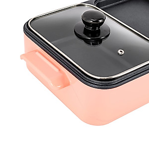 Electric Hot Pot with Grill, 2 In 1 Multifunction Non-stick Griddle and Hot Pot with Separate Dual Temperature Contro, Fast Heating Smokeless Shabu Korean BBQ Pan Indoor Large Capacity