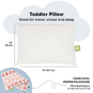 KeaBabies Toddler Pillow with Pillowcase - 13x18 My Little Dreamy Pillow - Organic Cotton Toddler Pillows for Sleeping, Kids Pillow, Travel Pillows for Sleeping, Mini Pillow, Toddler Bed Pillows
