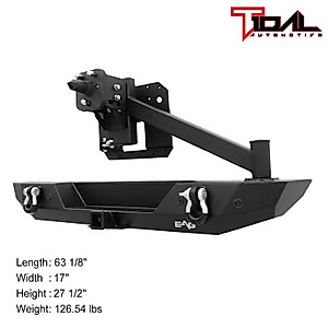 Tidal Steel Rear Bumper with Tire Carrier and Linkage Fit for 18-22 Wrangler JL