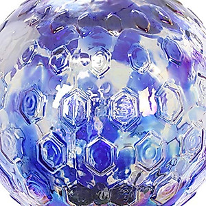 Exhart Garden Solar Lights, Decorative LED Honeycomb Glass Ball Garden Stake, Glass and Metal Outdoor Decoration, Dark Blue, 4 x 31 Inch