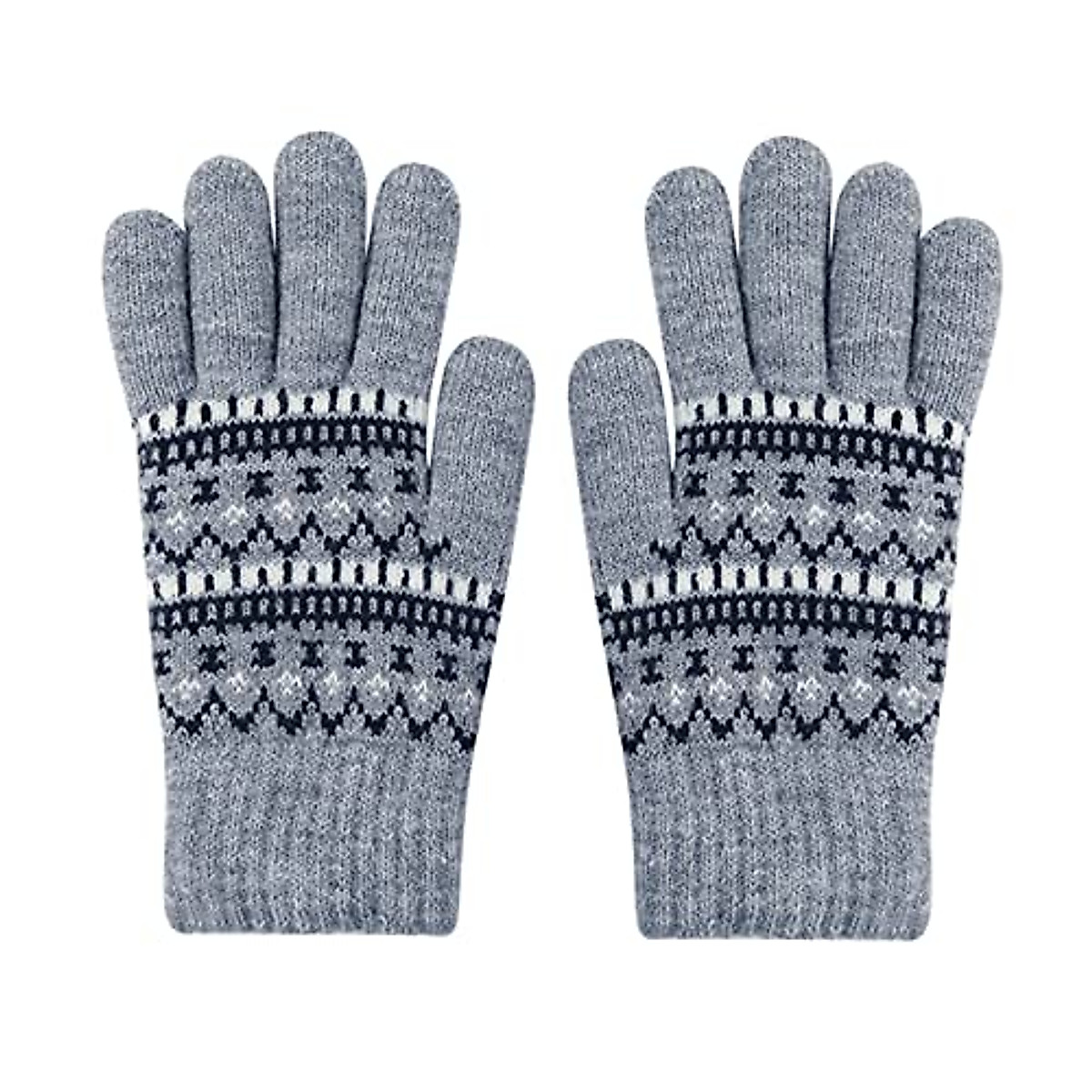 Screen Gloves Snow Flower Warm Knit Winter Gloves Christmas Gifts Stocking Stuffers For Women Fishing (Grey, One Size)