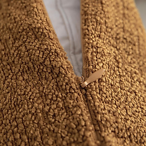 Rythome Ochre Comfy Teddy-Like Textured Throw Pillow Covers for Bed and Couch - 18"x18", Pack of 2