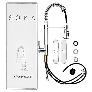 SOKA Kitchen Sink Faucet Single Handle With Pull Down Sprayer 3 Working Mode Stream, Spray & Pause Fit for 1 or 3 Hole