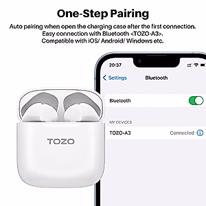 TOZO A3 2023 Upgraded Wireless Earbuds Bluetooth 5.3 Half in-Ear Lightweight Headsets with Digital Call Noise Reduction, Reset Button Hall Detection,Premium Sound with Long Endurance