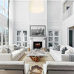 MagikFlame Electric Fireplace with Mantel - Trinity White - 30 Flames, Large, Freestanding, 5,200 BTU Heater, Crackling Log Sound, Bluetooth, App - New Home Design, Remodels, Family Atmosphere