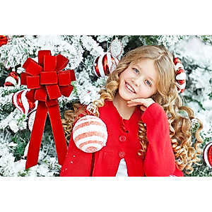 3pcs Red Velvet Ribbon Christmas Bows with Gold Wire, Handmade(26”x 12”) Large Ribbon Bows, Thanksgiving / Christmas Tree Topper, Garland/ Wreath Bow, Tree Topper, Wired Red Christmas Bows