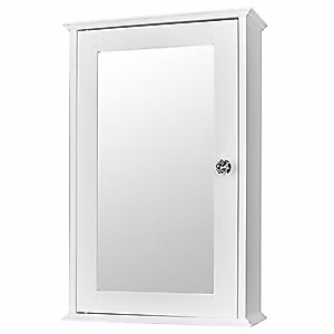 Bathroom Medicine Cabinet with Mirror, Mirrored Wall-Mounted Storage Medicine Cabinet with Single Door & Adjustable Shelf, Multipurpose Wall Cabinet for Bathroom