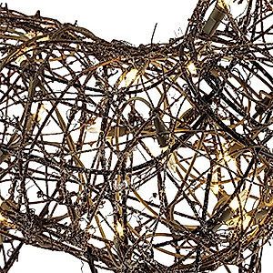 Alpine Corporation AUH164 Alpine Halogen Lights, Outdoor Plug-in Festive Holiday Décor for Yard and Garden Rattan Reindeer, Small, Brown