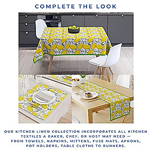 Kotton Culture Kitchen Linen Towel Set of 2 for Kitchen - 100% Cotton Dish Cloth Quick Dry Easy to Wash & Clean Printed Towel Pairs Home Farmhouse Decor (Lemon, 20 x 28 Inches)