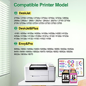 67XL LemeroUtrust Remanufactured Ink Cartridge Replacement for HP 67 XXL 67XL use with HP DeskJet 2755 2722 2724 2725 Plus 4155 4152 4140 Envy Pro 6455 6475 Envy 6055 6052 (Black Tri-Color, 2-Pack)