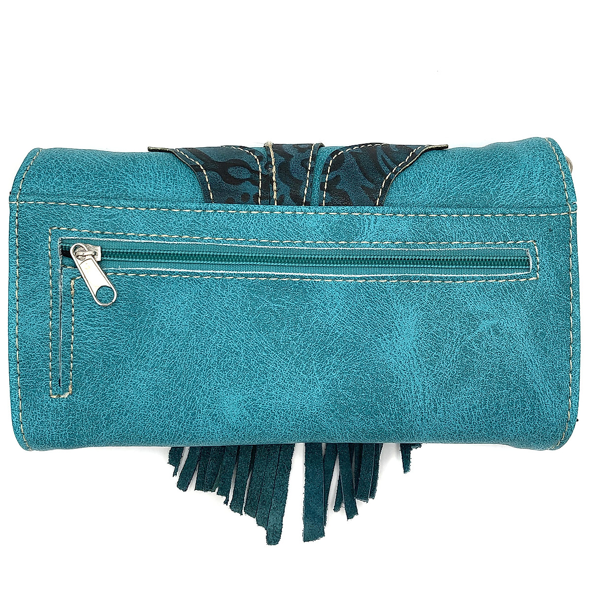Zelris Western Concho Fringe Lace Two Toned Conceal Carry Hobo Tote Wallet Set (Turquoise)