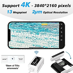 Labwalk WiFi Mobile Microscope Camera, Laboratory Microscope 4K Support, 40X-1000X Portable Microscope, Mobile Microscope for Work Class & Study, Compatible with Android IOS Windows Mac (WiFi Edition)