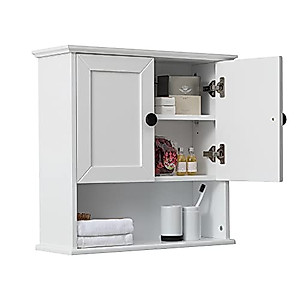 ZJWSRSST 23"x22 Bathroom Wall Cabinet Wooden Medicine Cabinet MDF Material Storage Organizer with Buffer Hinges; Adjustable Shelves Cupboard Storage Cabinet with Handles