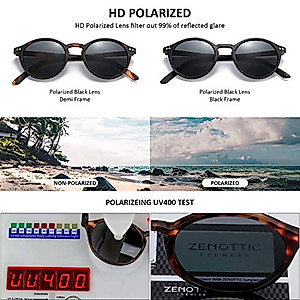 ZENOTTIC Polarized Sunglasses for Women Men: Retro Shades Round | Square Frame UV Protection 2 Pack