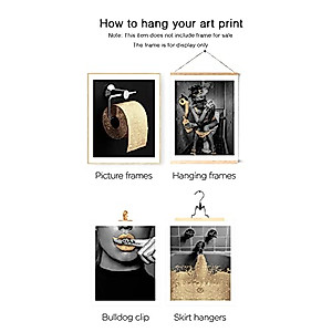 Admmixoo Bathroom Decor Wall Art Prints Glam Glitter Tissue Black Gold Funny Bathroom Toilet Paper Artwork for Wall Black White Yellow Modern Fashion Art Gallery Wall Set (8"x10" UNFRAMED)