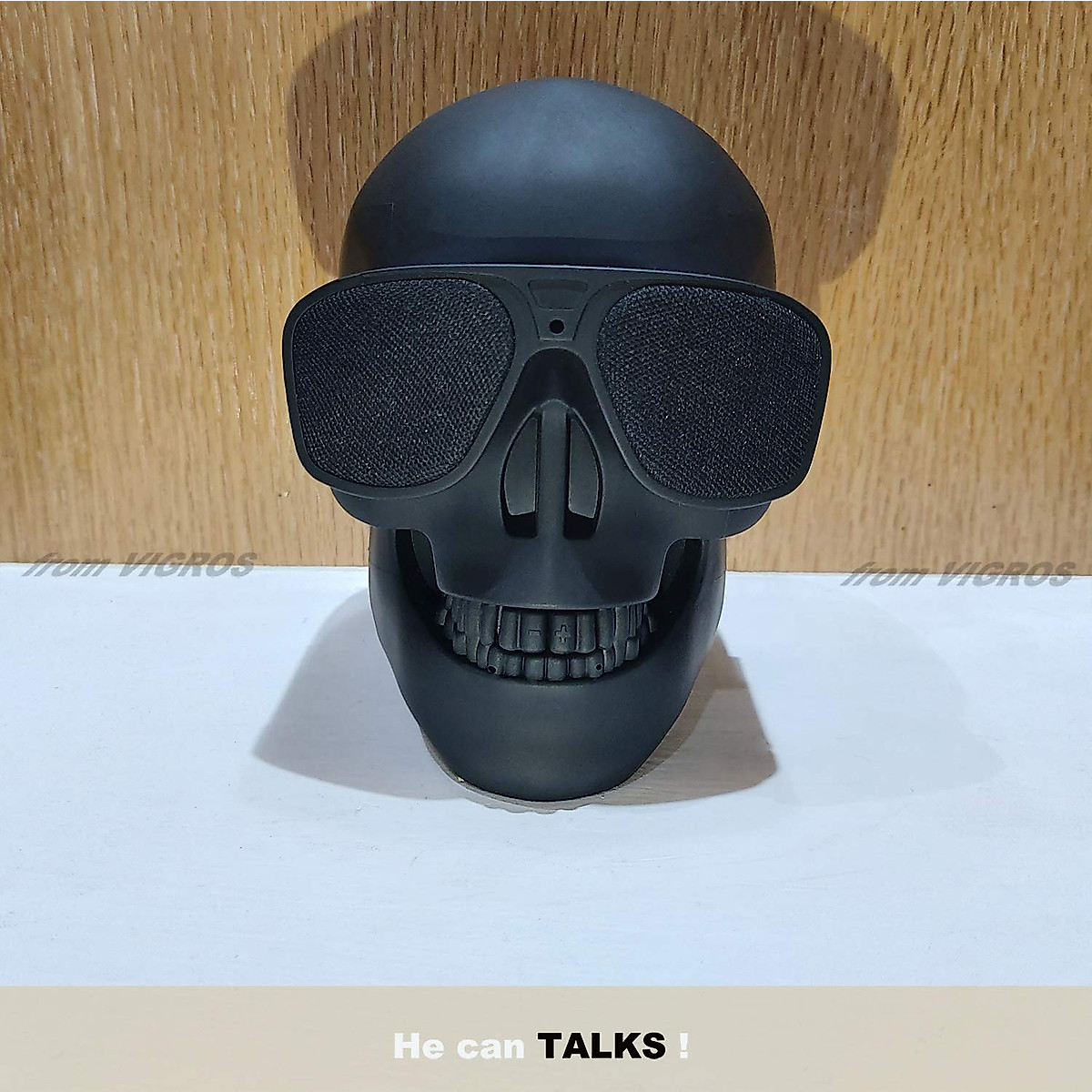 VIGROS Skull Speaker, Portable Bluetooth Speakers Unique Speaker 8W Output Bass Stereo Compatible for Desktop PC/Laptop/Mobile Phone/MP3/MP4 Player for Halloween Decorations for Gift Party