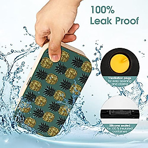 Pineapples Bento Lunch Box Leak-Proof Bento Box Food Containers with 2 Compartments for Offce Work Picnic Yellow-Style