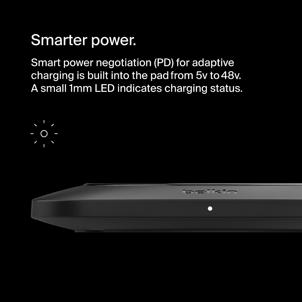 Belkin BoostCharge Pro 15W Universal Easy Align Wireless Charging Pad, Fast Qi Charger, Large Charging Pad for Apple iPhone, Samsung Galaxy, Apple AirPods Pro, and Other Devices - Black