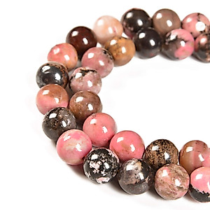 Nancybeads 60pcs 6mm Natural Red Black Rhodonite Gemstone Round Spacer Loose Stone Beads for Jewelry Making 15.5" 1 Strand (Red Black Rhodonite, 6mm 60Beads)