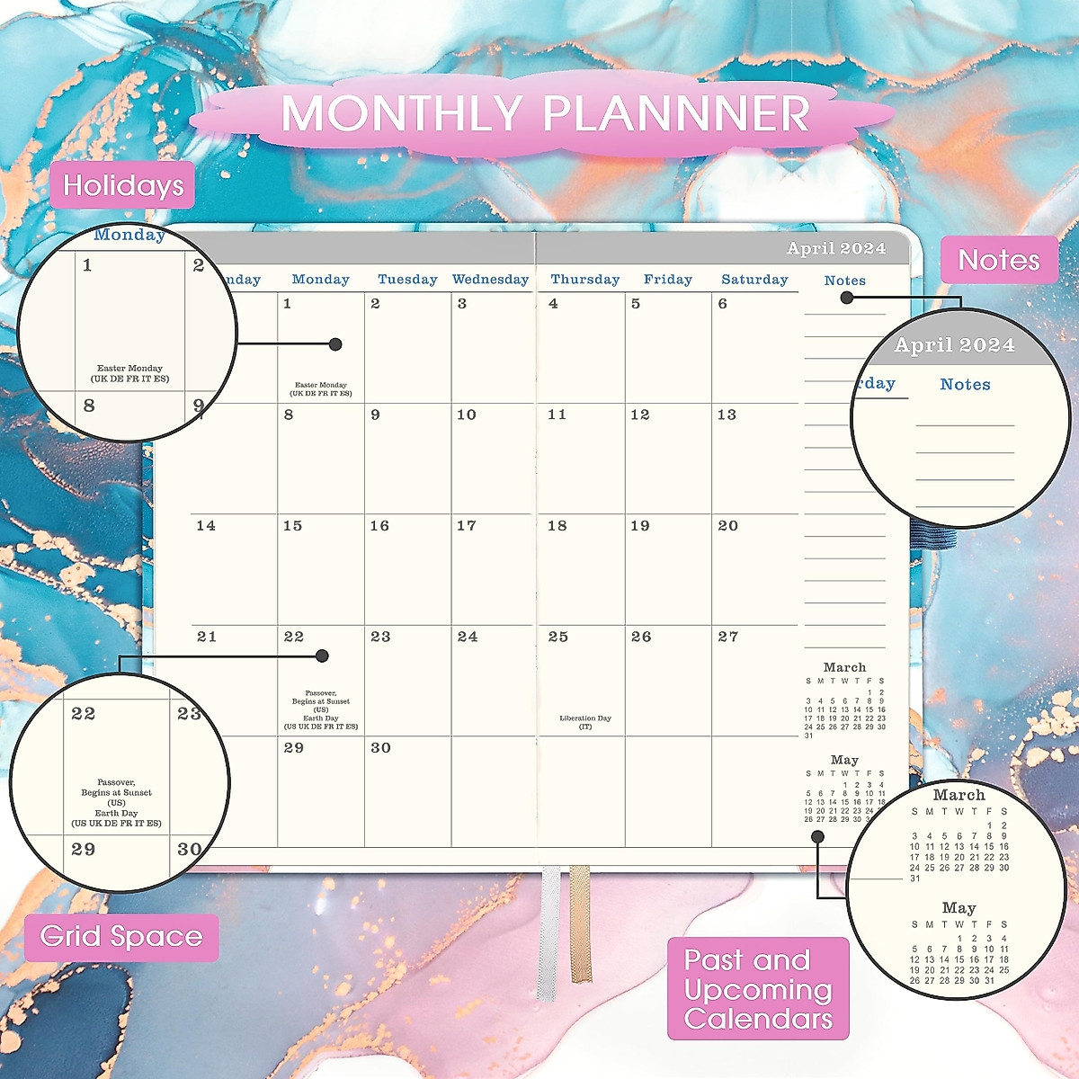 2024-2026 Pocket Planner - Monthly Pocket Planner (36-Month) with 63 Notes Pages, Jan. 2024 - Dec. 2026, 6.6" x 3.9", 3 Year Monthly Planner 2024-2026