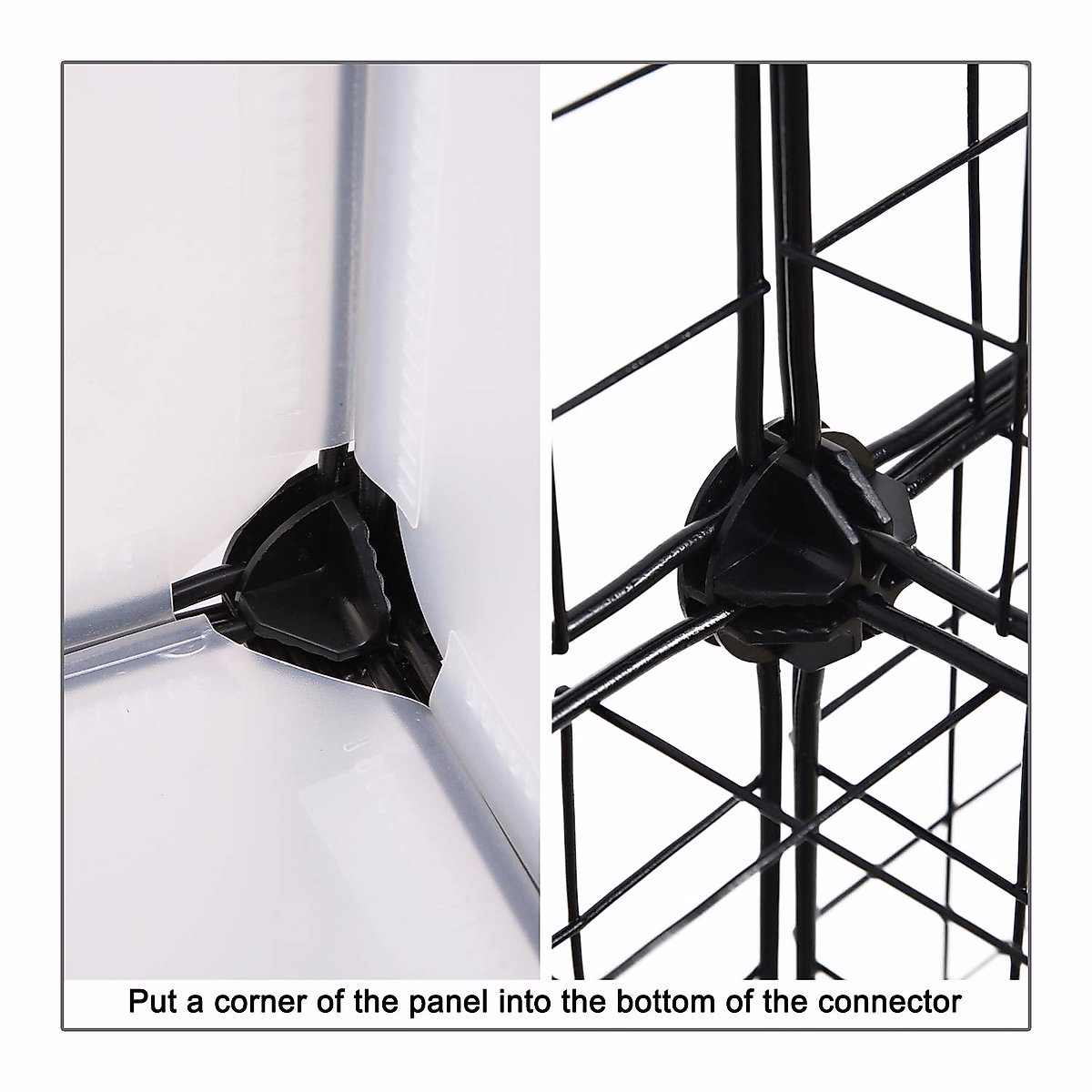 C&AHOME 24 pcs Wire Cube Plastic Connectors for Cube Storage Modular Closet Organizer and Metal Grid Shelving Unit Black