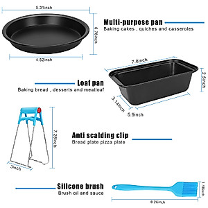 Air Fryer Accessories 8pcs Set, Nonstick Air Fryer Accessory with Cake Pan, Pizza Pan, Multi-Layer Rack, Skewer Rack, Fits Dual Basket Air Fryers