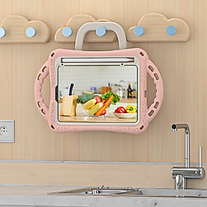 BATYUE iPad Mini 6 Case - Cute Cat Protective Case for Apple 2021 iPad Mini (6th Generation) 8.3-inch with Rotating Stand (Kickstand)/ Pencil Holder/Carrying Strap/Hand Strap, for Kids - Pink